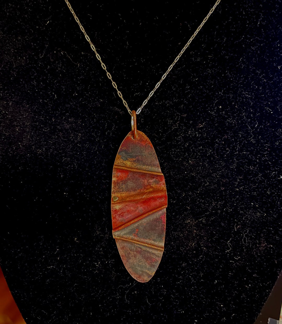 Handcrafted Unique Reversible Fold Formed Oval Copper Pendant on ...