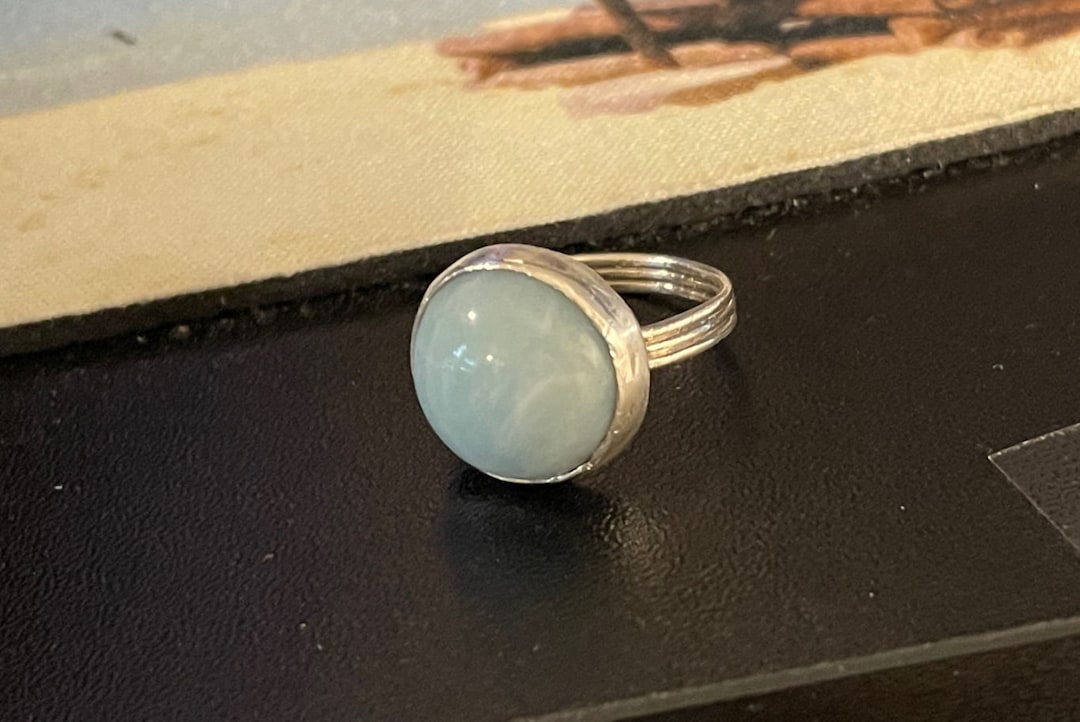 Sterling Silver Blue Calcite Pinky Ring, Handcrafted Jewelry ...