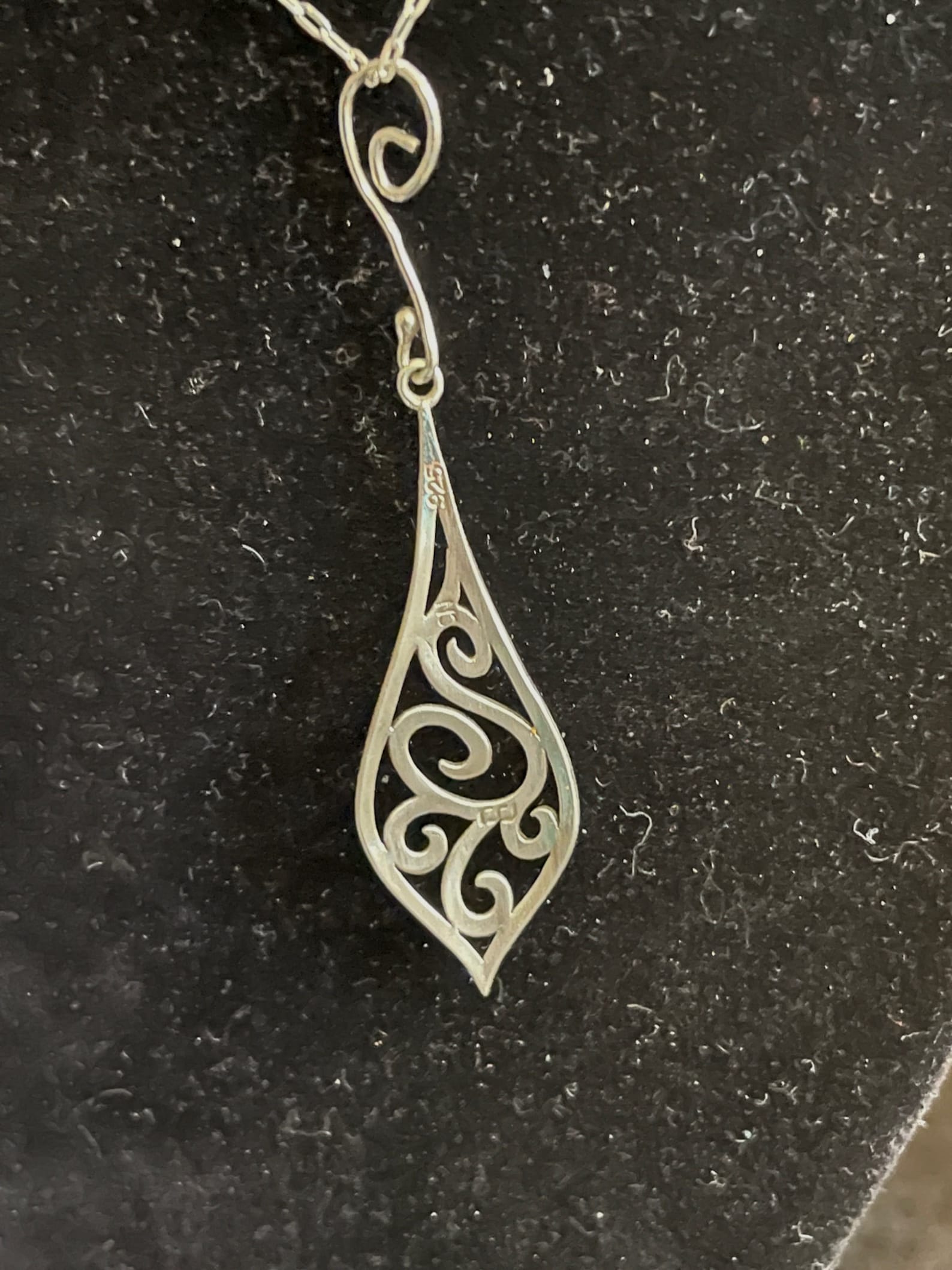 Silver Swirls Teardrop Necklace, Upcycled Necklace - Etsy