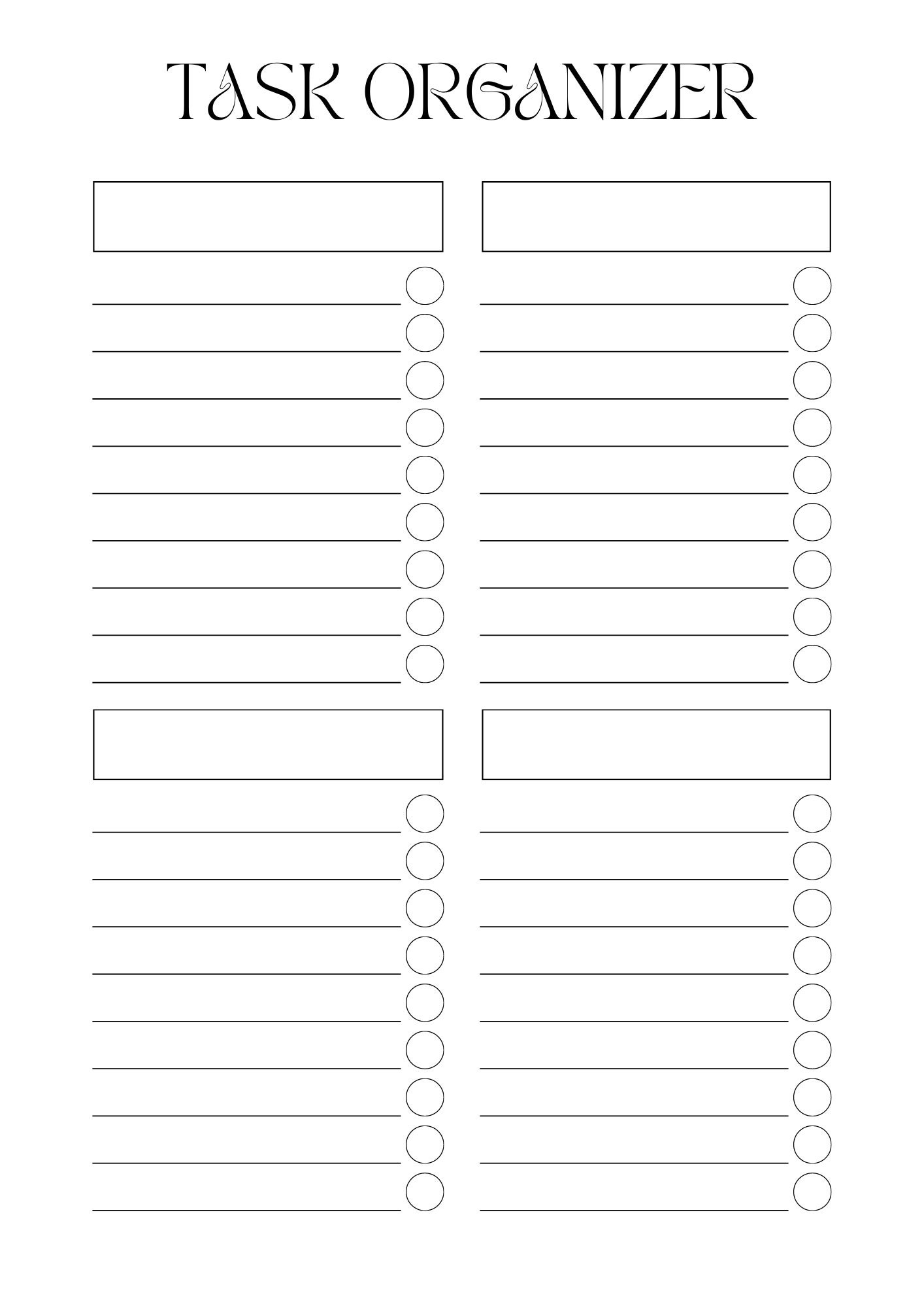 Task Organizer / Blank To-do List / Instant Download - Etsy