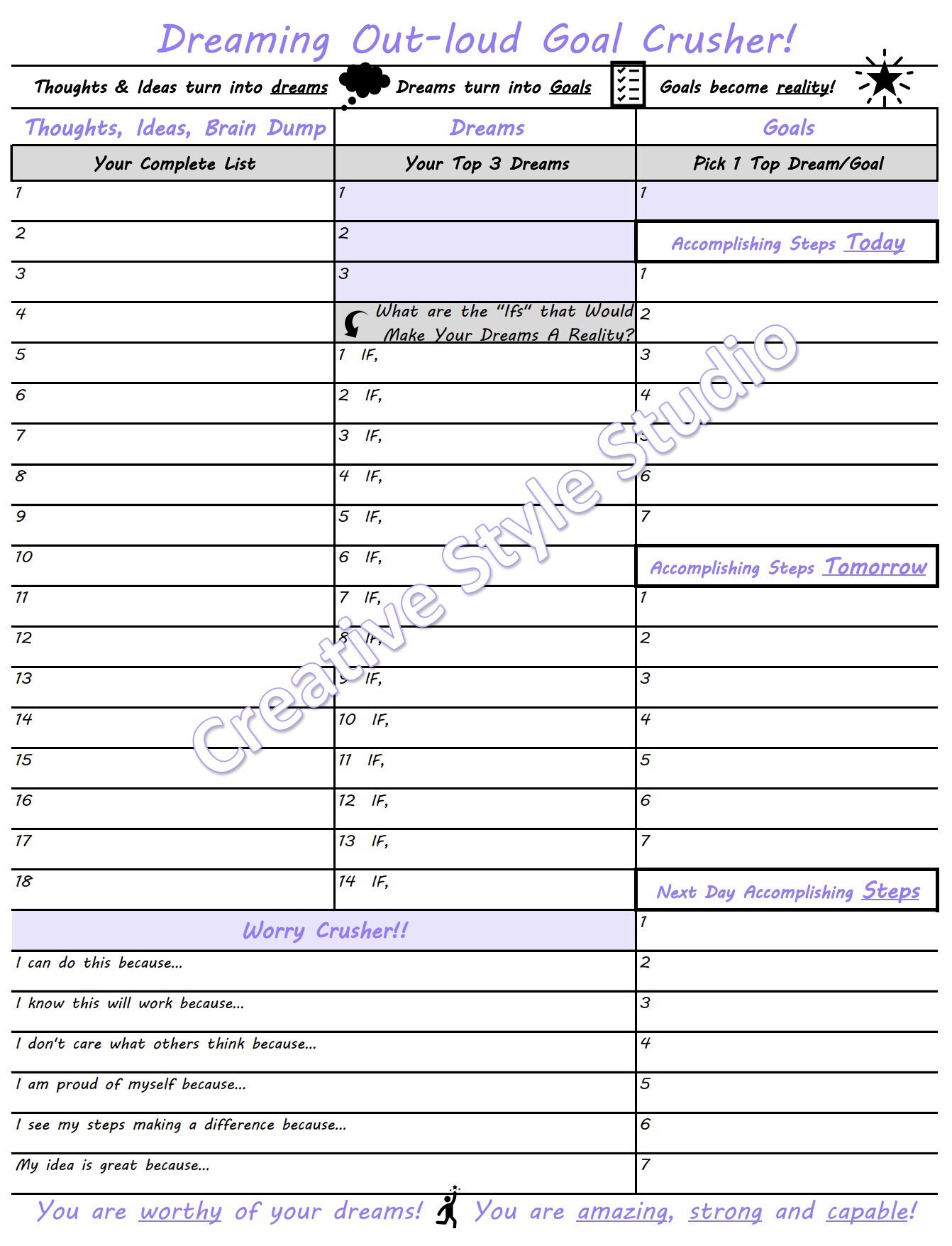 Goal Crusher / Goal Achievement Guide / Dreaming Out-loud / - Etsy