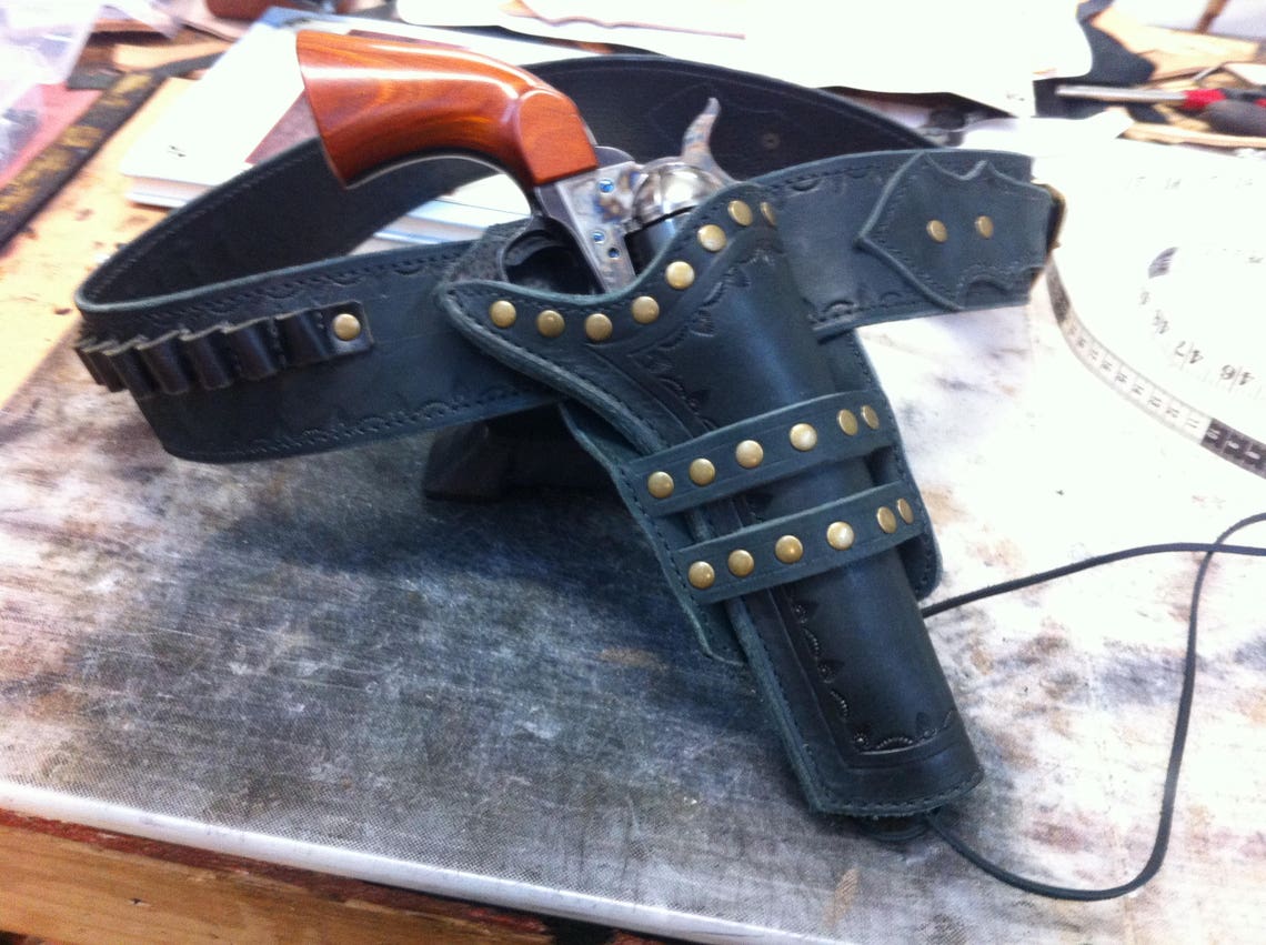Custom Made Gun Belt and Holster Hand Tooled Cowboy Action - Etsy
