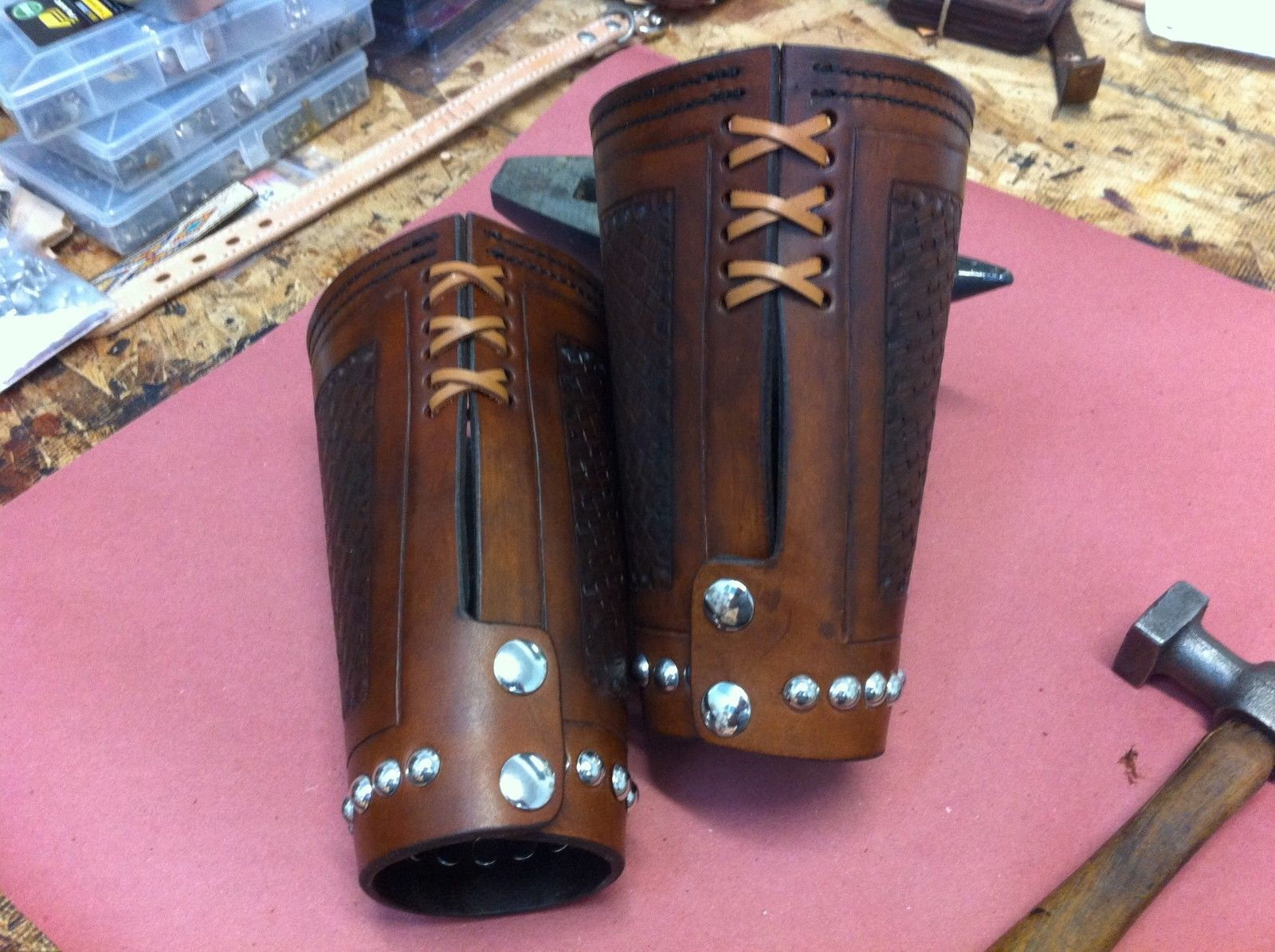 Leather Cowboy Roping Cuffs Hand Tooled Cowboy Action - Etsy
