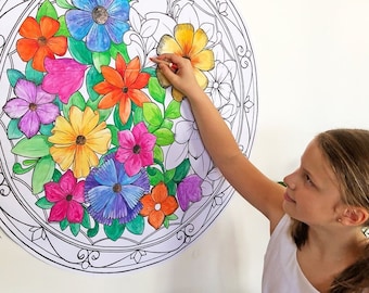 GIANT Poster Spring Mandala to DIY and Color | Etsy