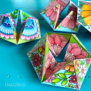 Paper Toy | Flower Kaleidocycles / Flextangles - a Paper Craft to Color ...