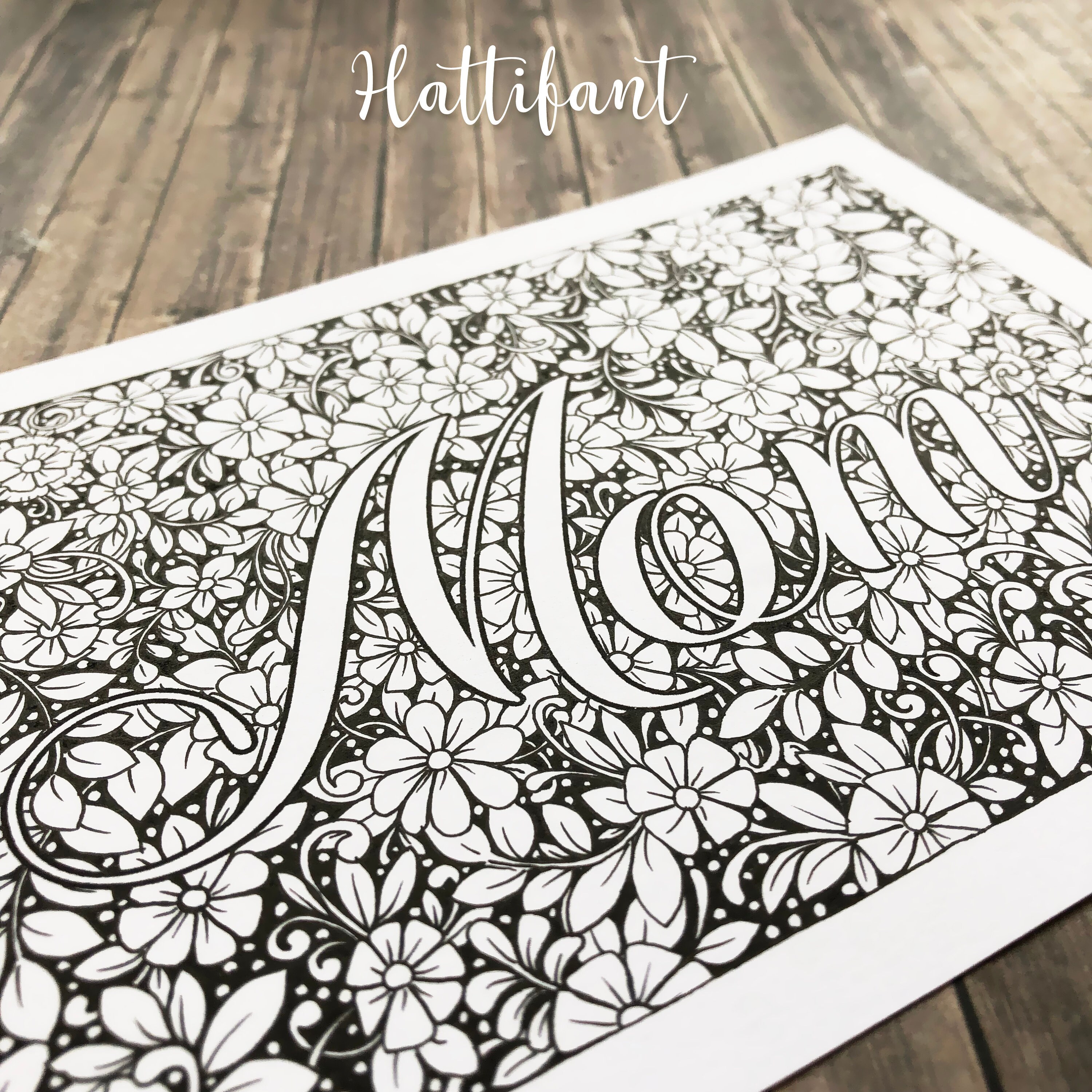 MOTHER'S DAY Flower Doodle Card Bookmarks & Coloring | Etsy