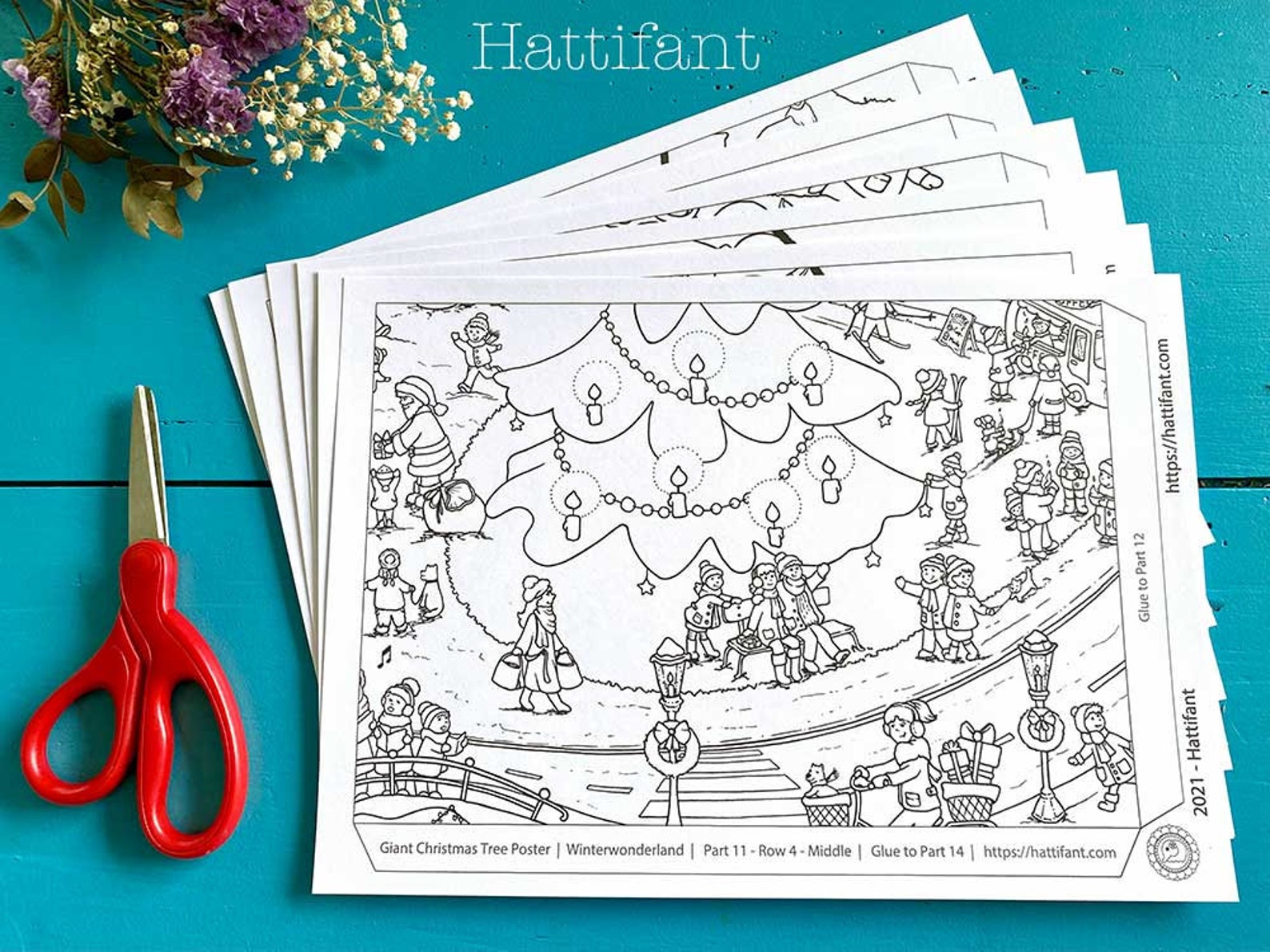 GIANT Poster Christmas Tree Winterwonderland to Color in | Etsy