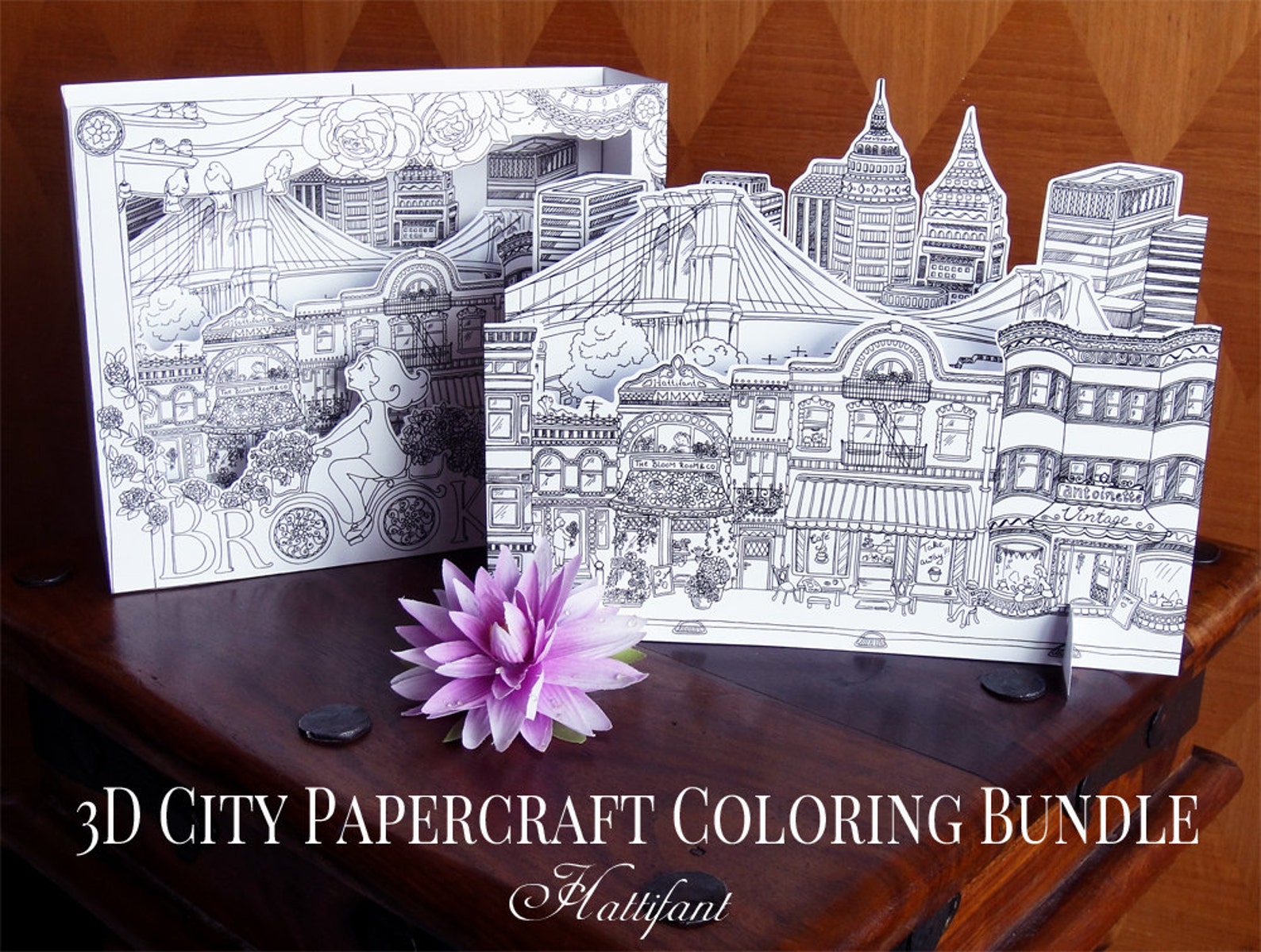 3D City Papercraft to COLOR Brooklyn Inspired - Etsy