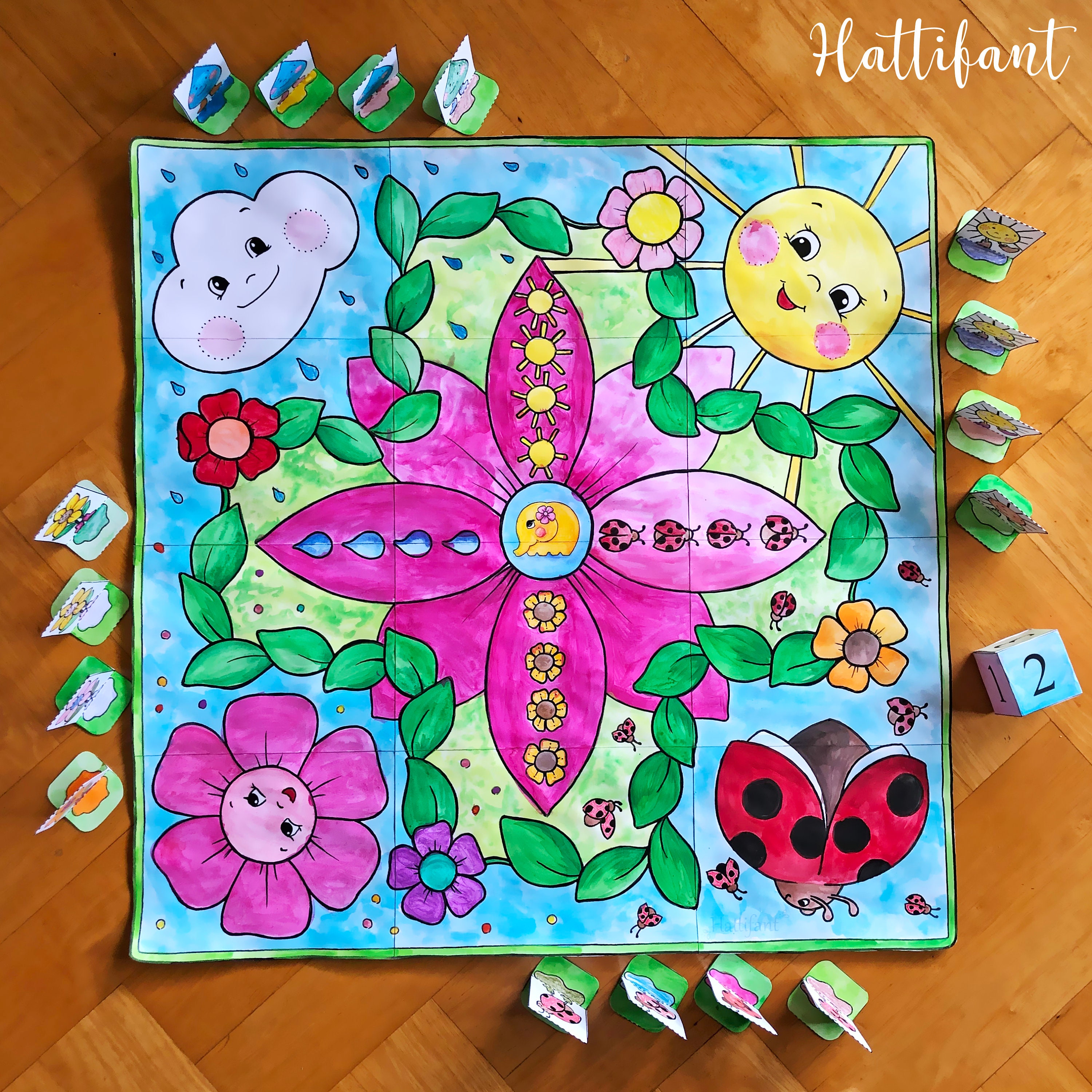 GIANT Spring Board Game to Color & Play | DIY With Templates and ...