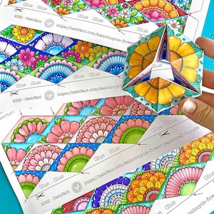 Paper Toy | Flower Kaleidocycles / Flextangles - a Paper Craft to Color ...