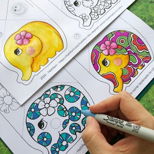 Hattifant, the Elephant Corner Bookmarks to Color In - Etsy
