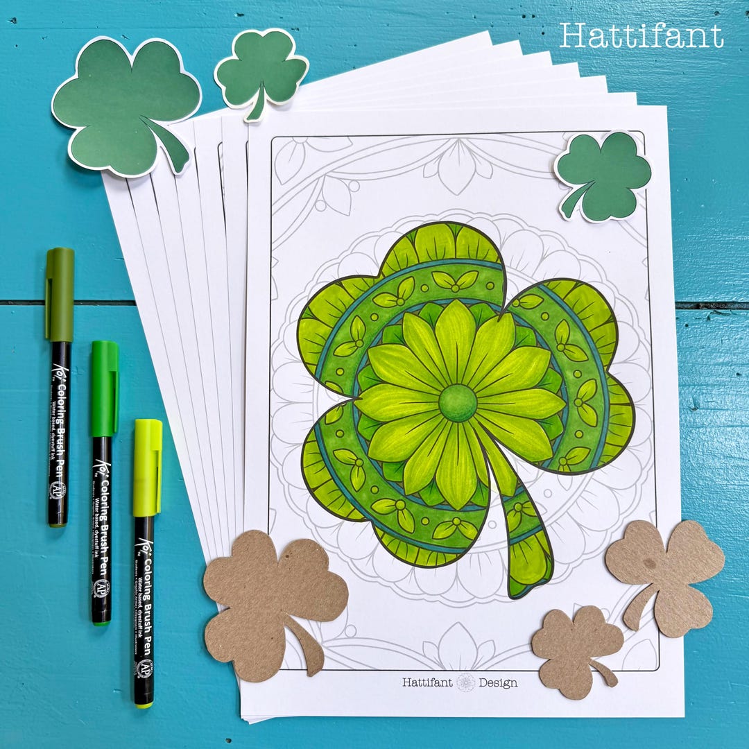 St. Patricks Day | Mandala Shamrock Coloring Pages - Etsy