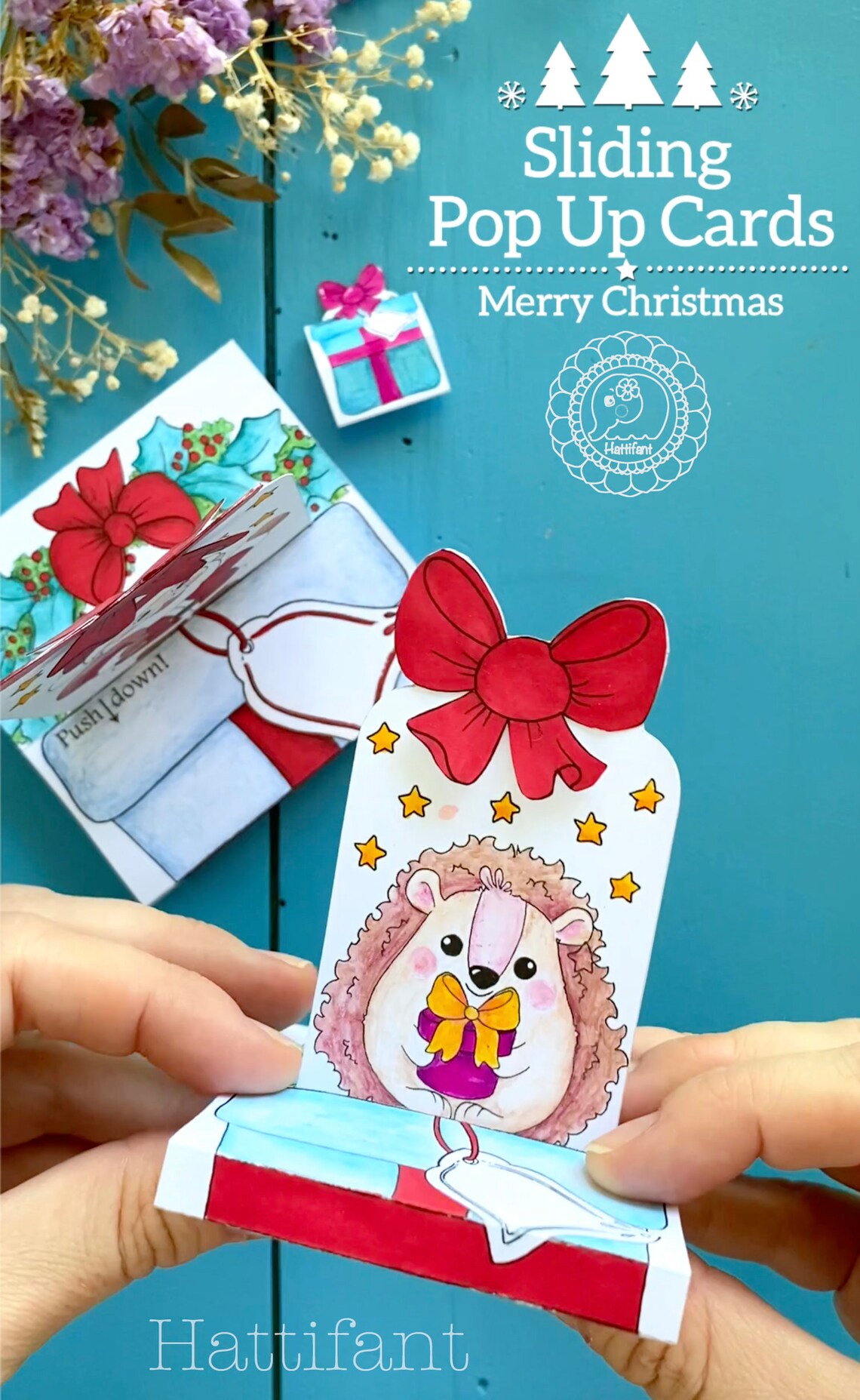 Christmas Sliding Pop up Cards to Color - Etsy