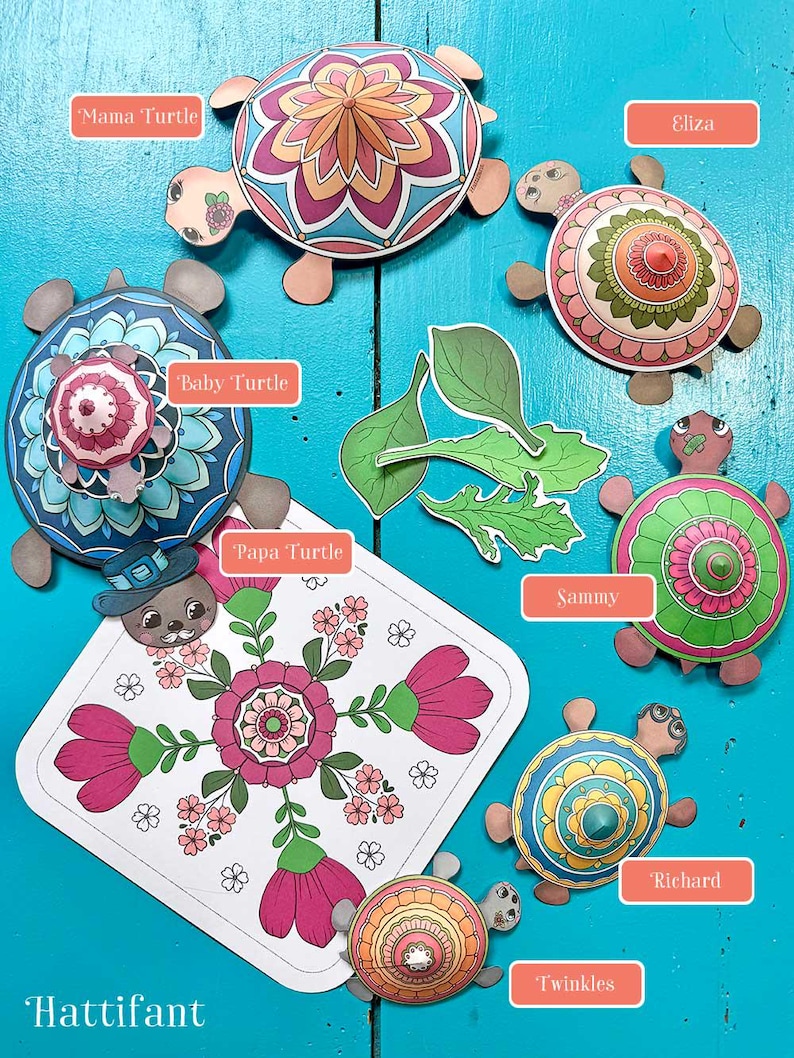 Mandala Turtle Family - 3D Paper Craft - Instant Download - Etsy Canada