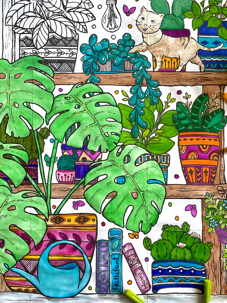 Coloring Page Bundle | 'A Kitty on the Plant Shelf' - Etsy
