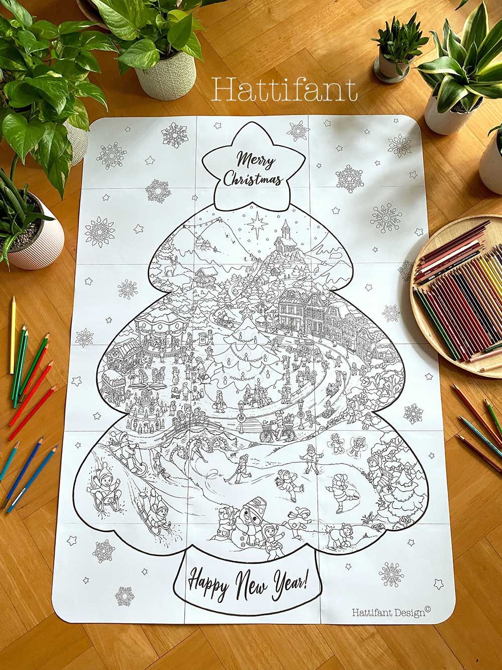 GIANT Poster Christmas Tree Winterwonderland to Color in | Etsy