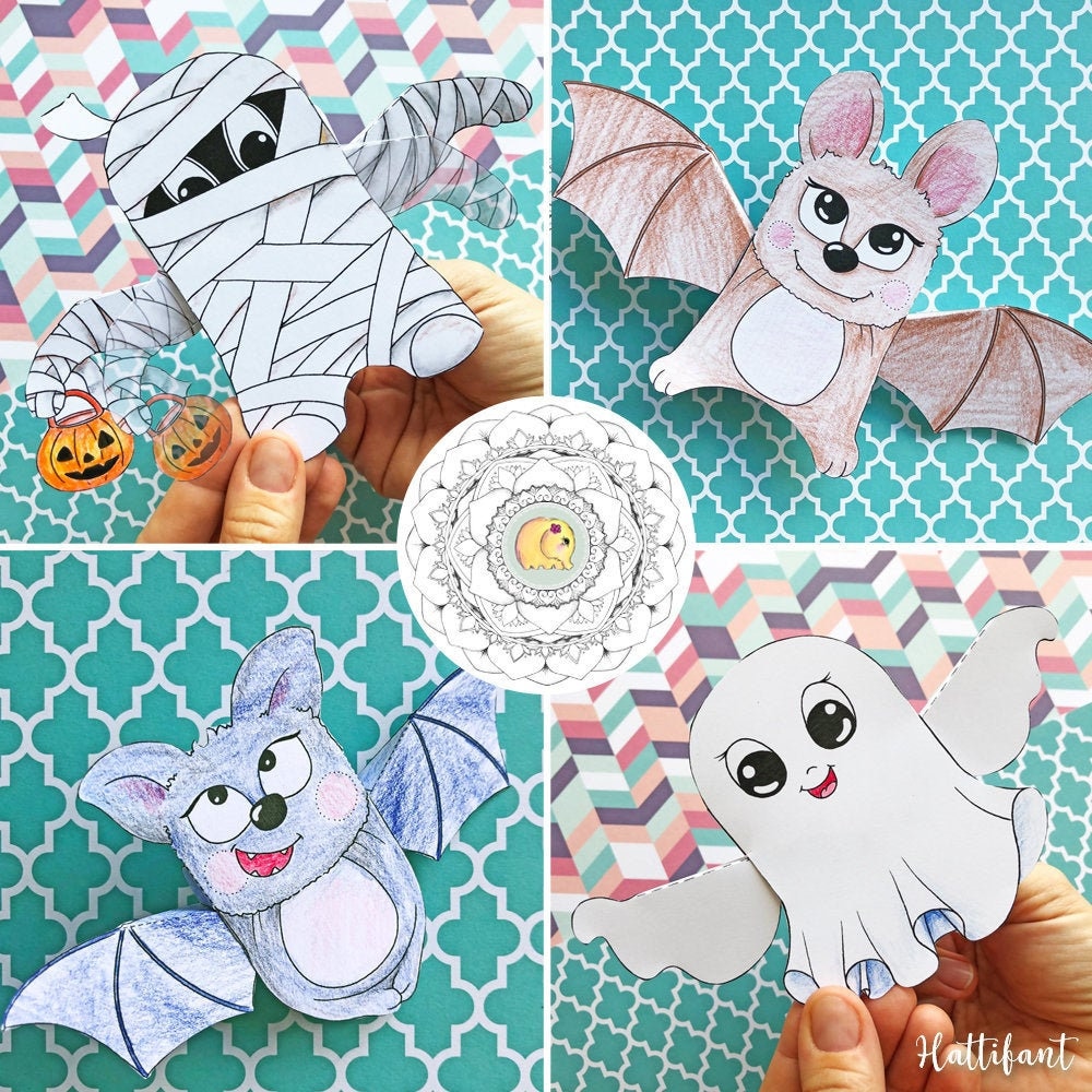 HALLOWEEN | 3D Moving Paper Toy - Bat, Ghost, Mummy With Flapping Arms ...
