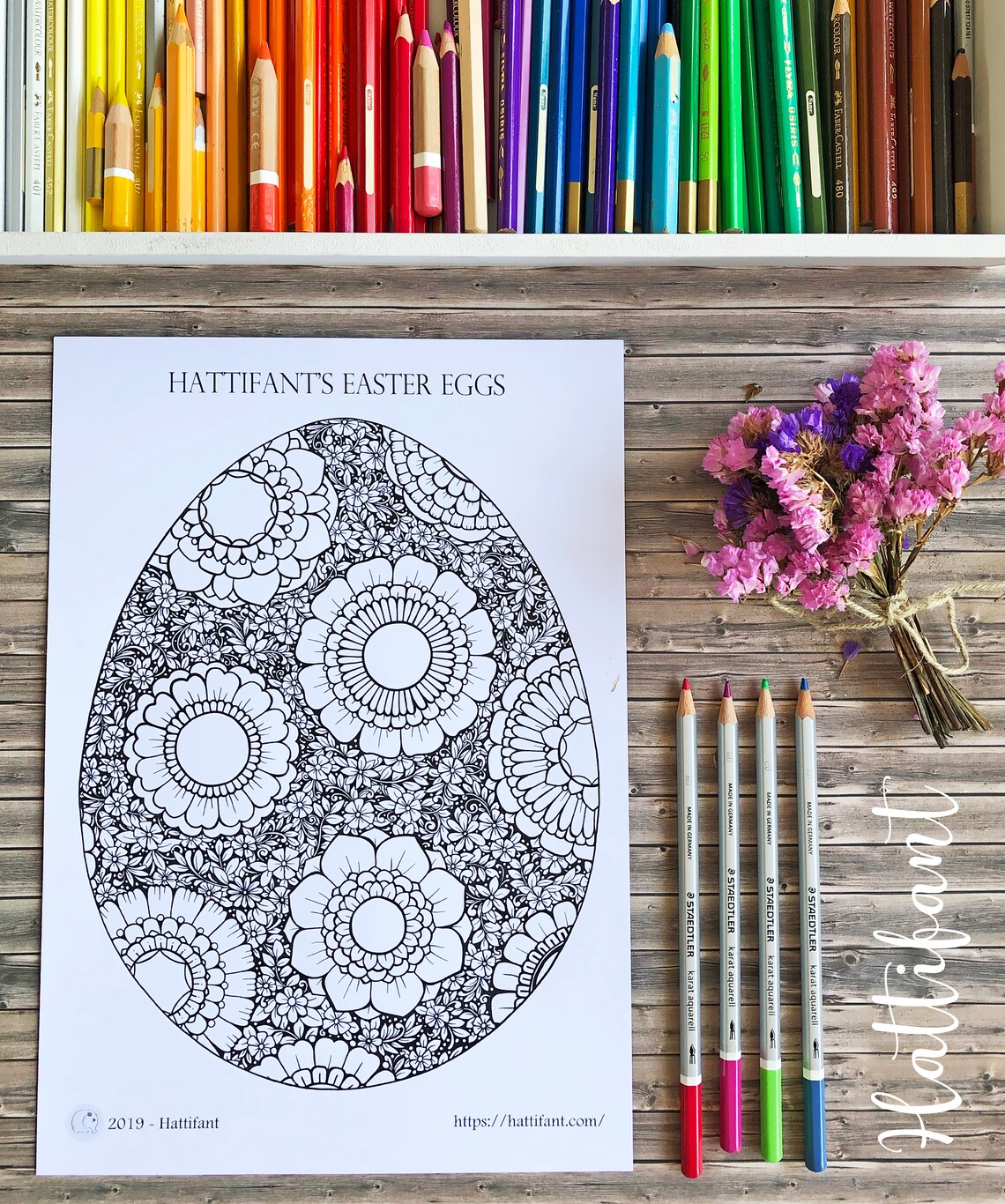 GIANT Poster Flower Filled EASTER Egg Poster & Coloring Page | Etsy