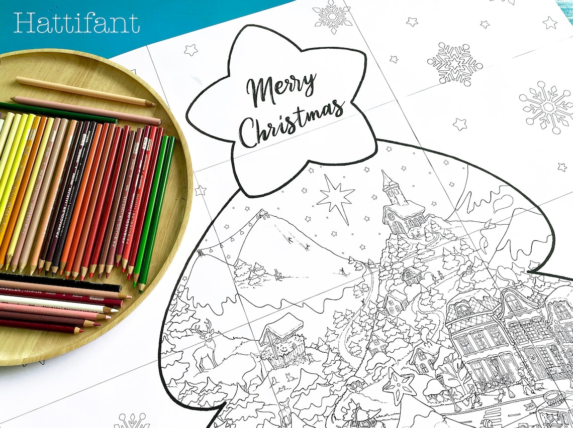 GIANT Poster Christmas Tree Winterwonderland to Color in | Etsy