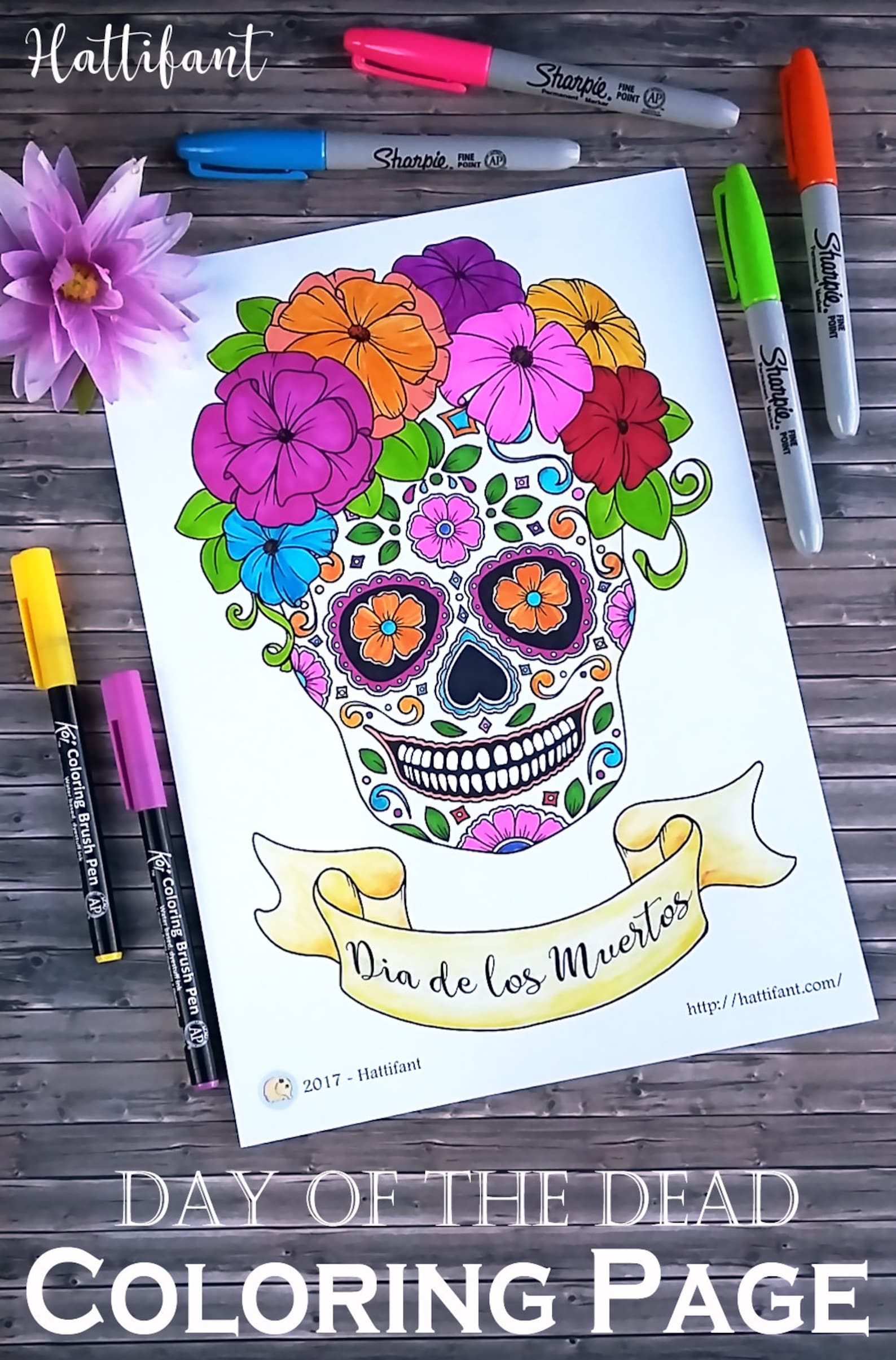 Day of the Dead Día De Los Muertos Sugar Skull Coloring - Etsy
