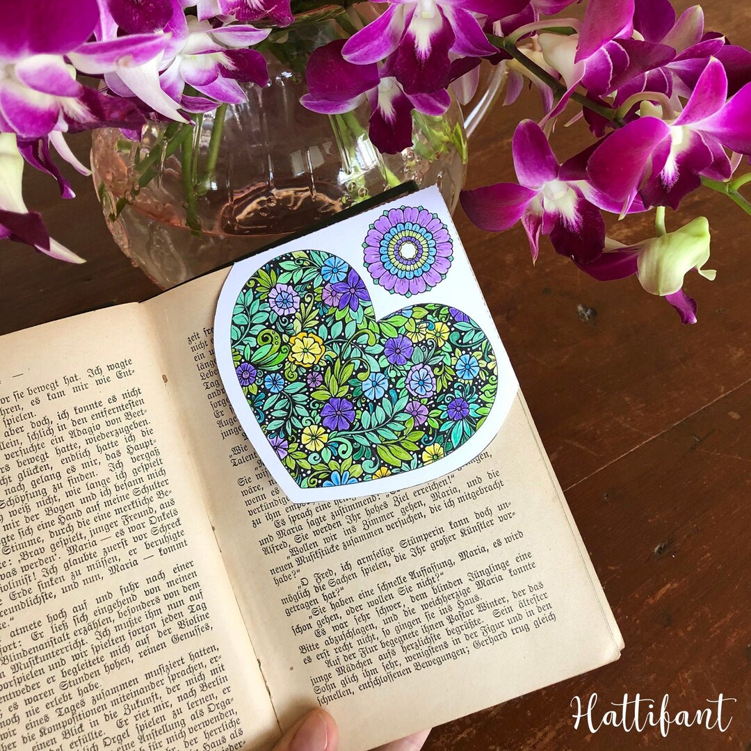 CORNER BOOKMARKS Hearts & Flowers Valentine's Day Gift - Etsy