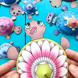 Flower Turtle Family - 3D Paper Craft - Instant Download - Etsy
