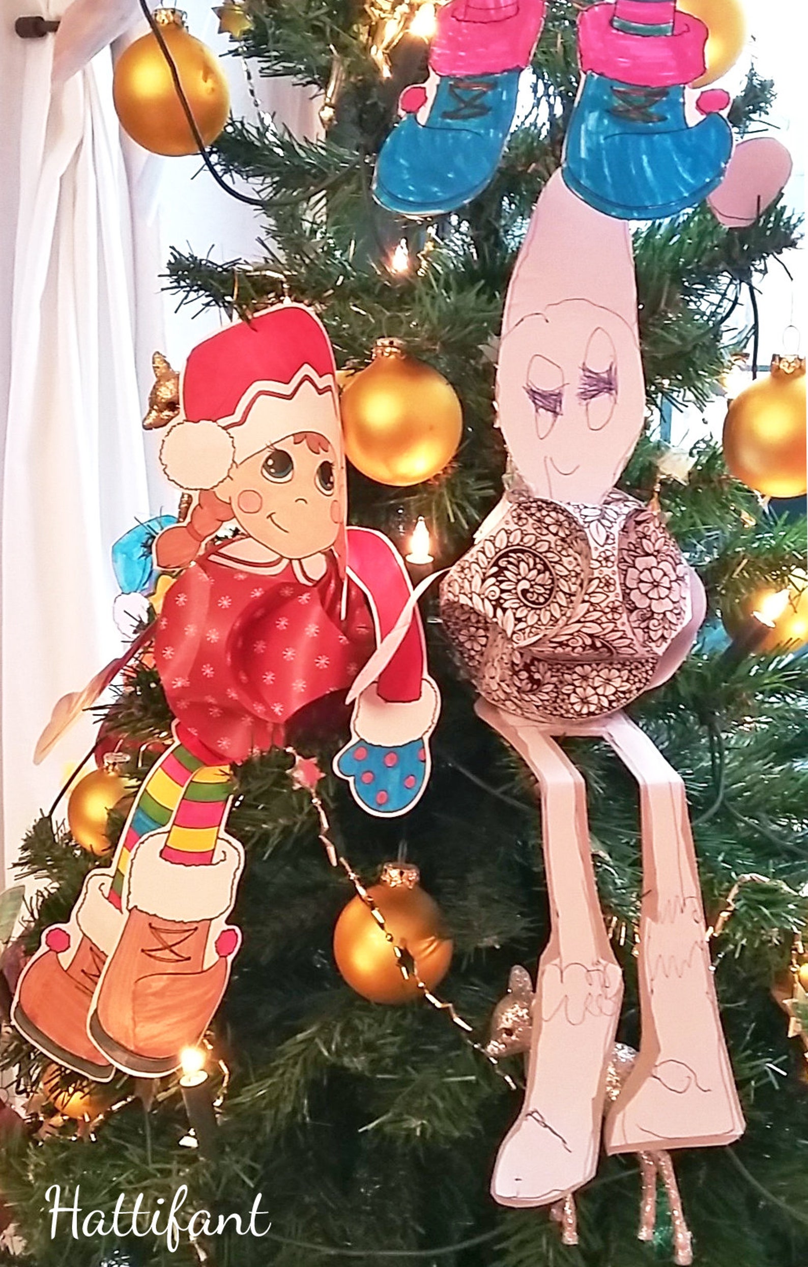 Christmas Elves Paper Craft Ornaments to Color and Craft - Etsy