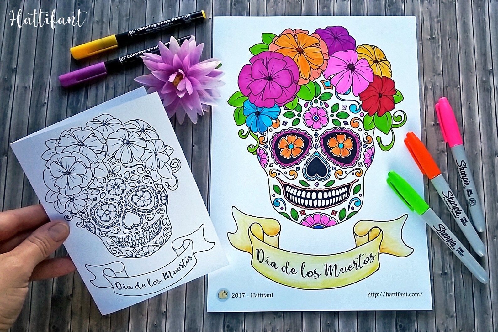 Day of the Dead - Día De Los Muertos - Sugar Skull Coloring Page and ...