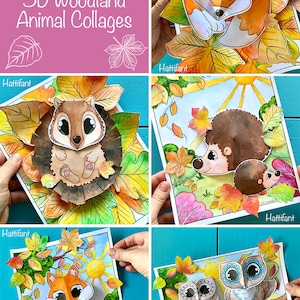Autumn Craft | 3D Woodland Animal Collages Fox Hedgehog Owl - Instant ...