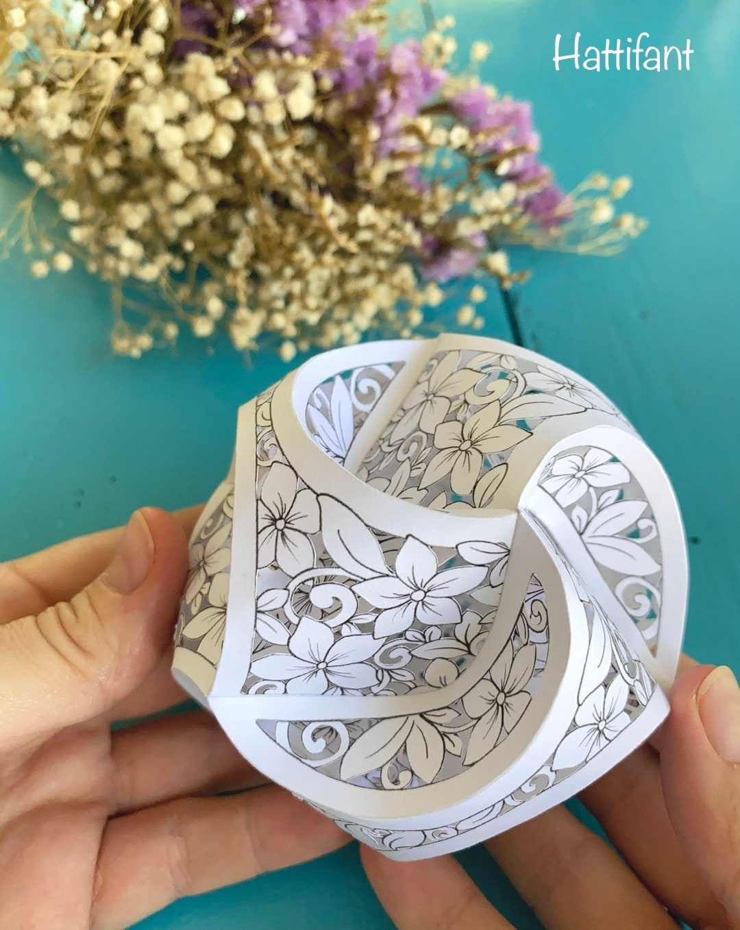 Triskele Paper Globe PAPERCUT (by Hand) - FLORAL Pattern - Personal ...