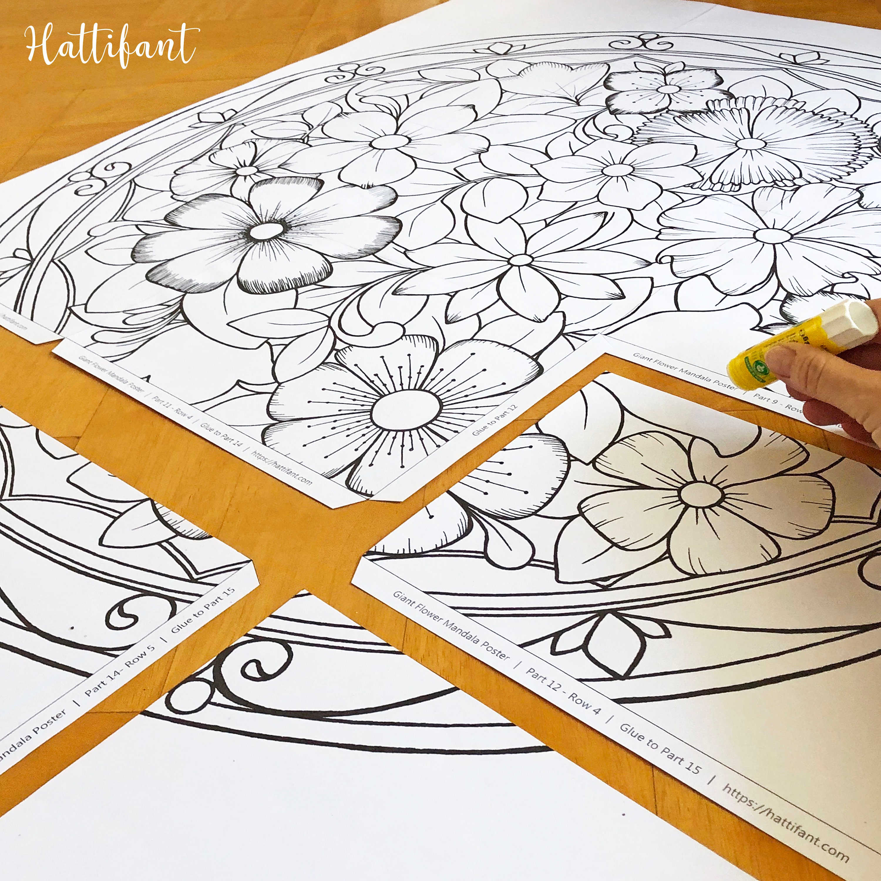 GIANT Poster Flower Mandala to COLOR | Etsy