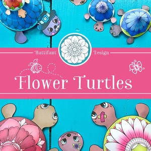 Flower Turtle Family - 3D Paper Craft - Instant Download - Etsy