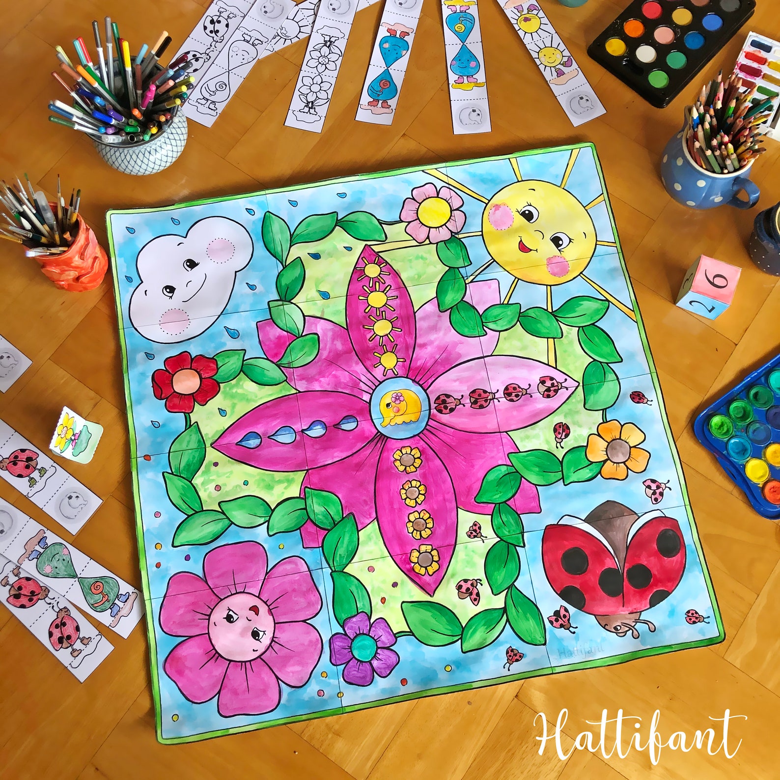 GIANT Spring Board Game to Color & Play DIY With Templates - Etsy