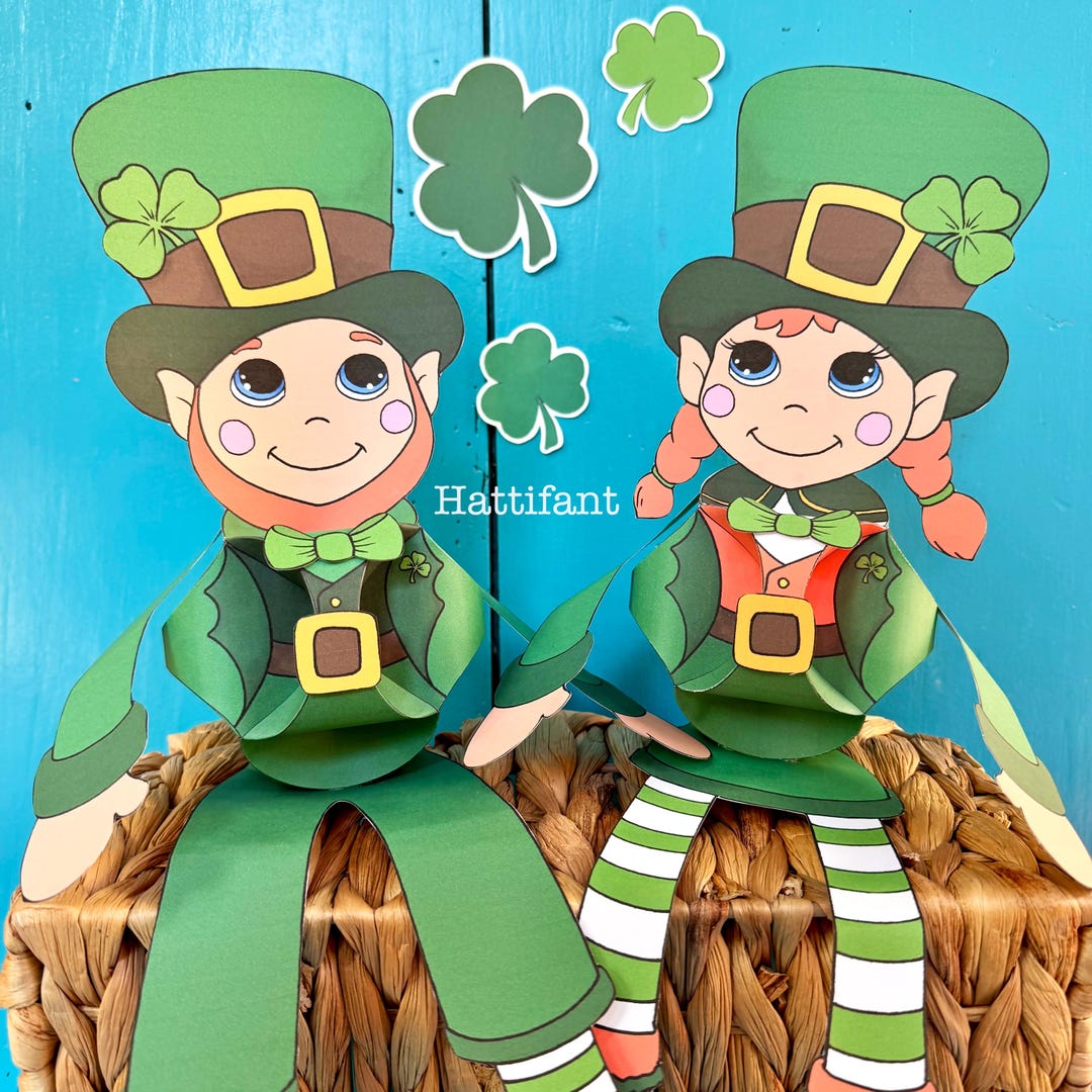 St. Patricks Day | Mr & Ms. Leprechaun Puppet BUNDLE | 3D Papercraft ...