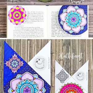 CORNER BOOKMARKS | Mandala Flower Bundle to COLOR - Etsy