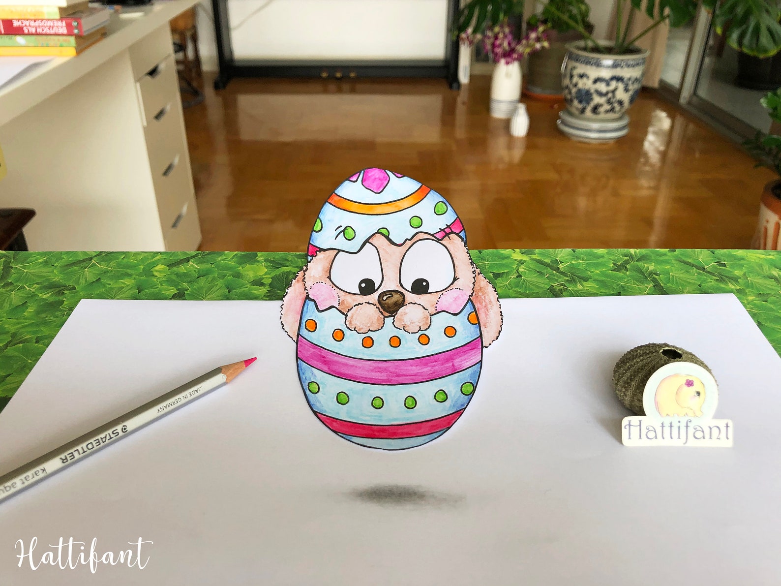 Anamorphic Easter Bunny Coloring Pages Optical Illusion Easter ...