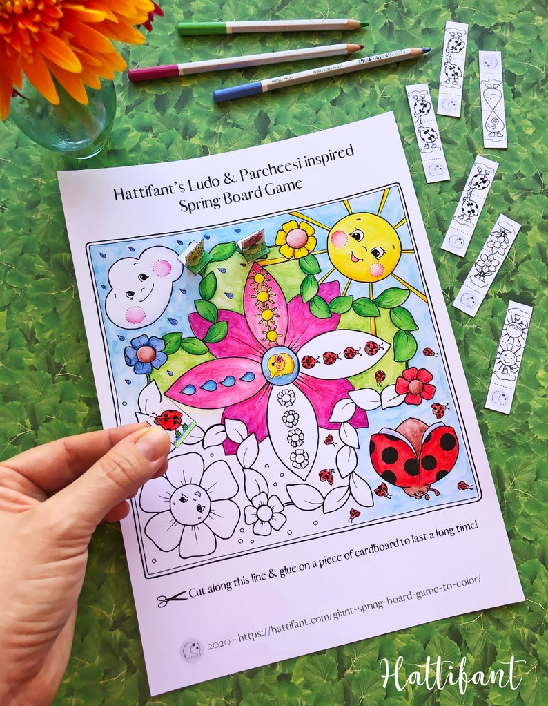 GIANT Spring Board Game to Color & Play DIY With Templates - Etsy