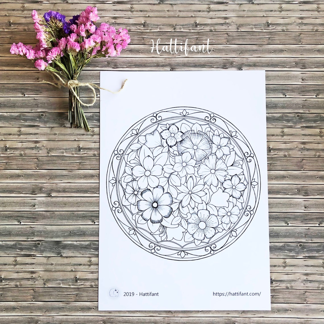 GIANT Poster Flower Mandala to COLOR | Etsy