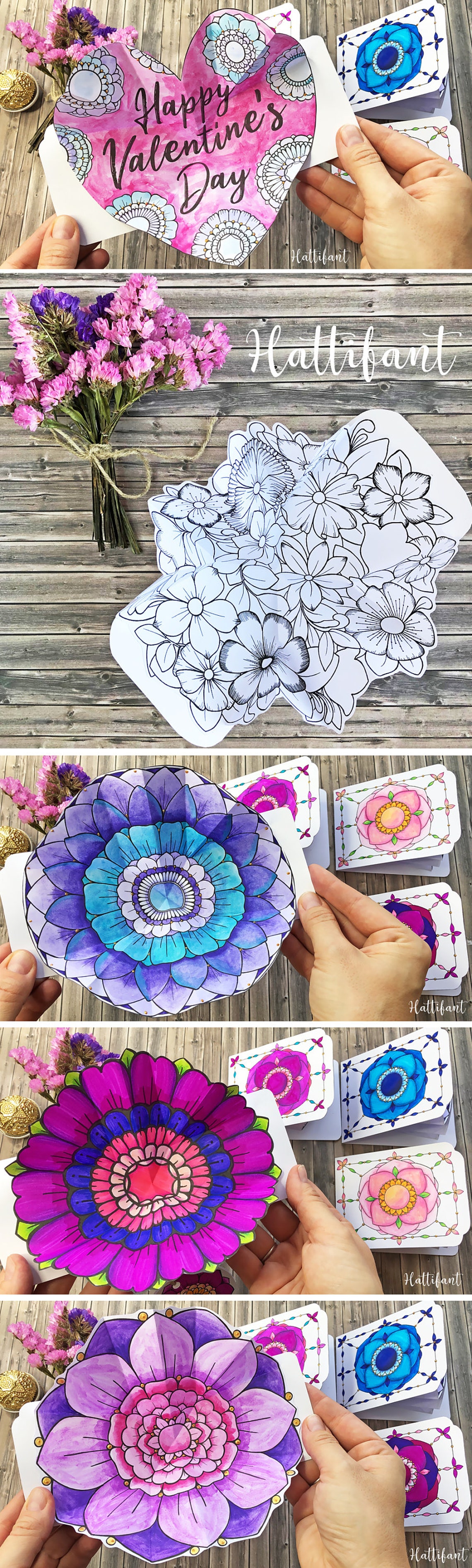 Flowers & Heart Explosion Cards | Etsy