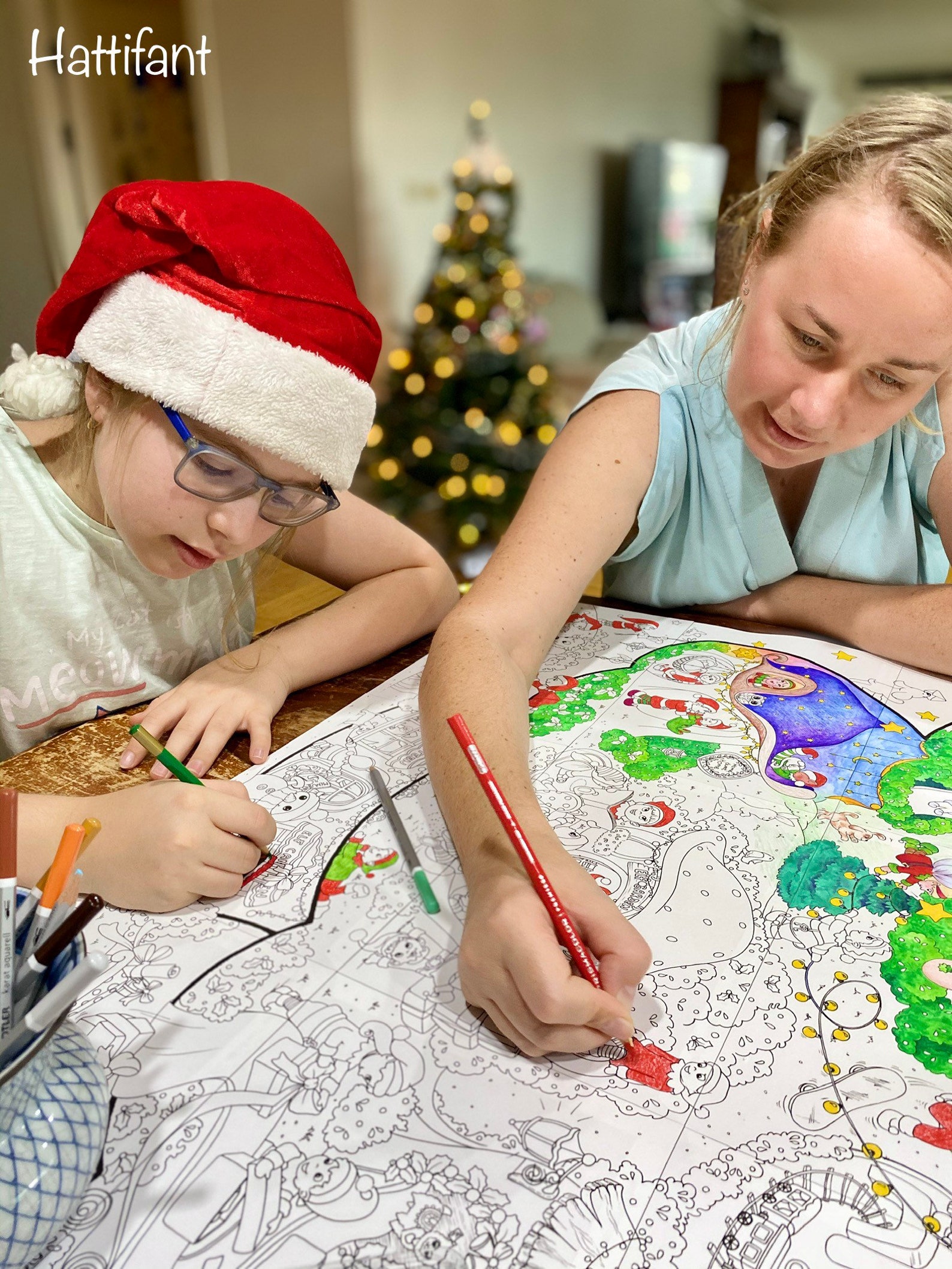 GIANT Poster Christmas Tree Elf Factory to Color in | Etsy