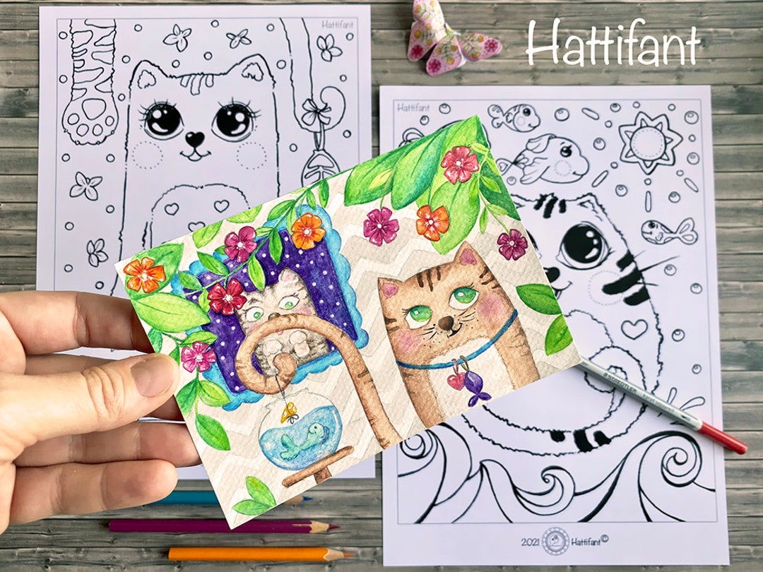 Cute Cats Coloring Adventure Paper Craft Bundle | Coloring Pages ...