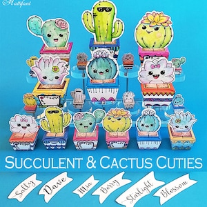 Succulent & Cactus Cutie Paper Craft Bundle | Paper Gift Box | Handmade ...