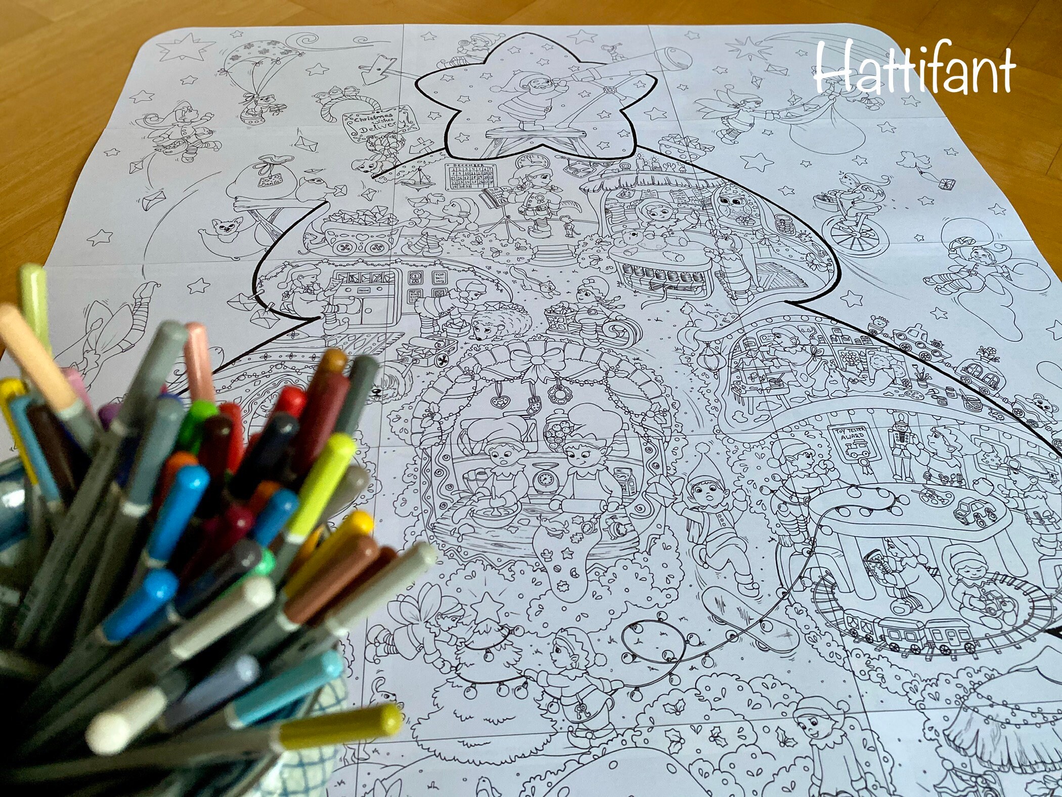 GIANT Poster | Christmas Tree - Elf Factory - to Color in Including ...