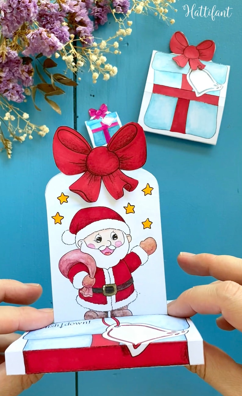 Christmas Sliding Pop up Cards to Color - Etsy