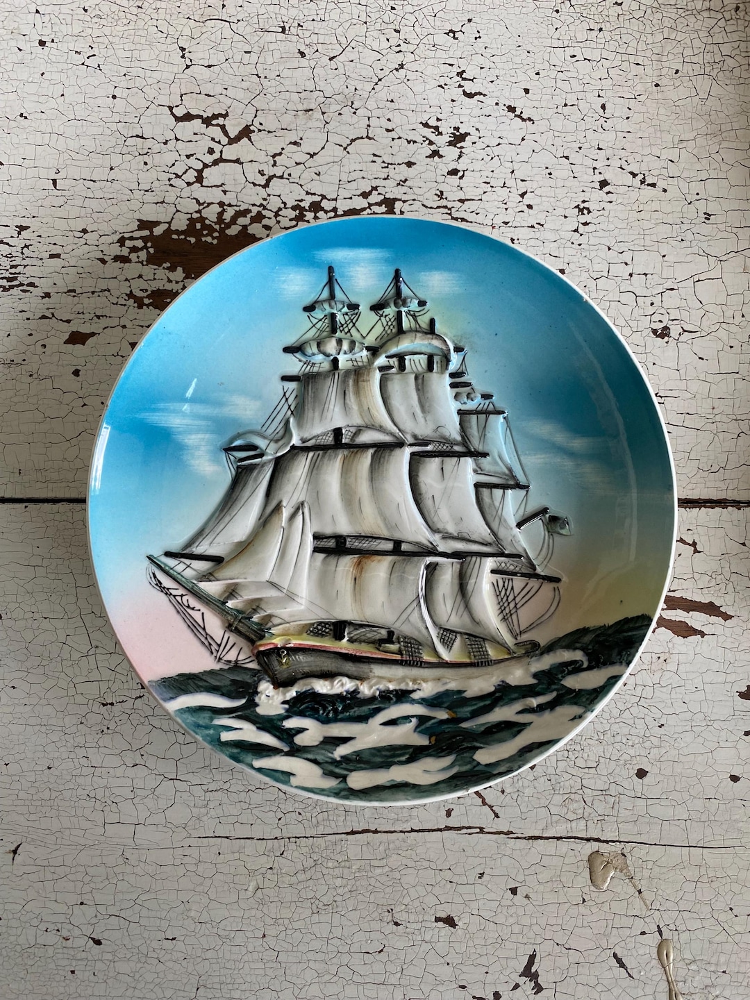 Vintage Ship Plate Coastal Living - Etsy