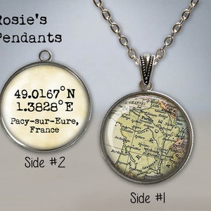 Custom Coordinates Pendant Necklace: Double-sided Map Jewelry - Etsy