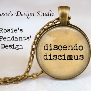 Teacher Latin Quote Pendant Necklace Discendo Discimus Quote | Etsy