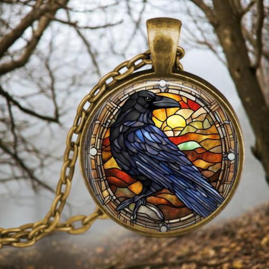 Raven Necklace: Autumn Blackbird Pendant, Bird Lover Gift - Etsy