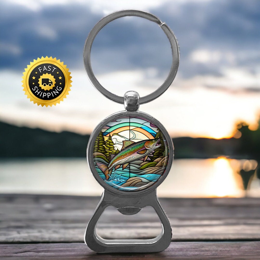 Rainbow Trout Bottle Opener Key Ring: Fishing Beer Gift - Etsy