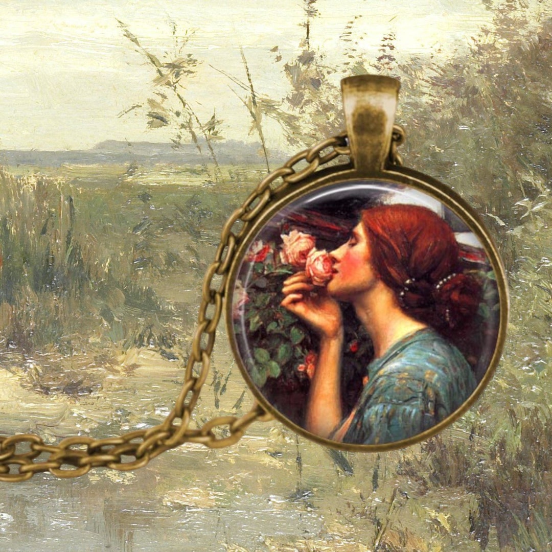 Waterhouse Art Rose Pendant Necklace: Pre-raphaelite Flower Jewelry - Etsy
